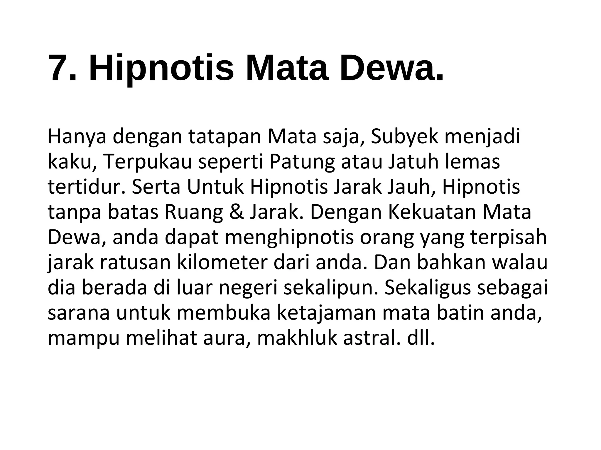 Pelatihan 15 jenis ilmu hipnotis | PPT