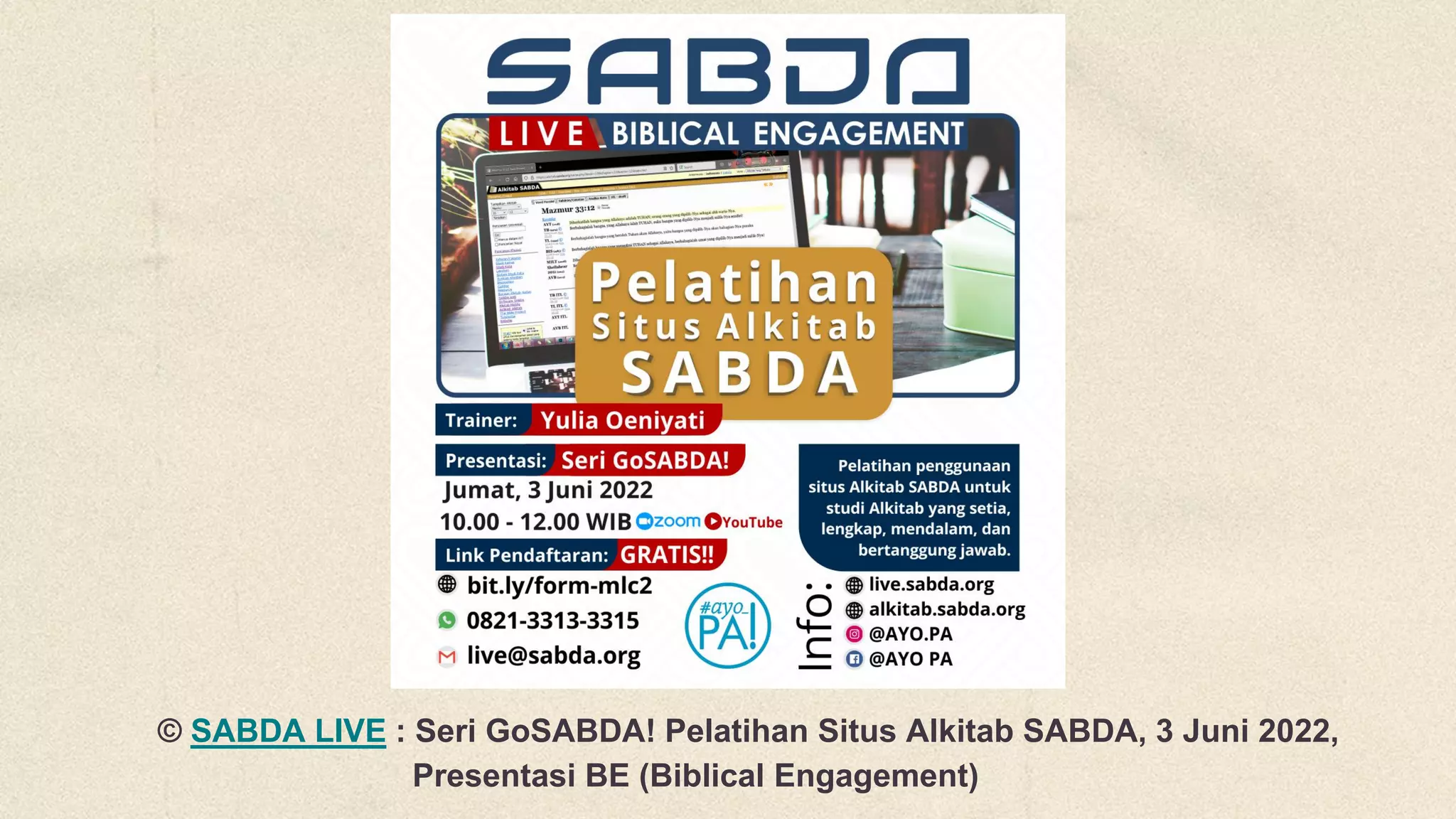 GoSABDA! Pelatihan Alkitab SABDA! | PPT