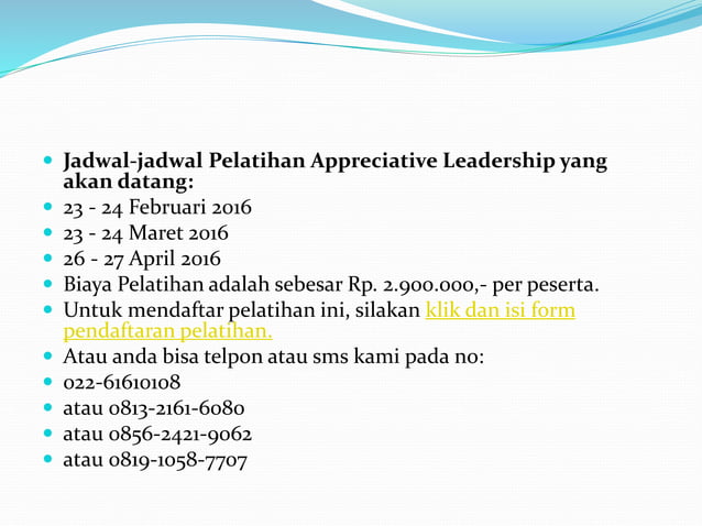 Pelatihan appreciative leadership | PPTX