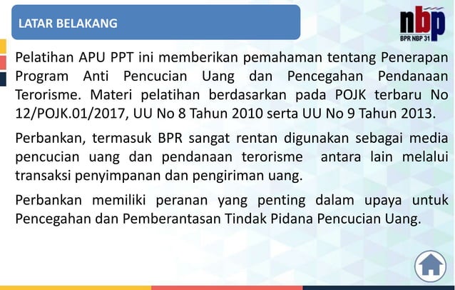 Sosialisasi APU - PPT BPR NBP 31 | PPTX