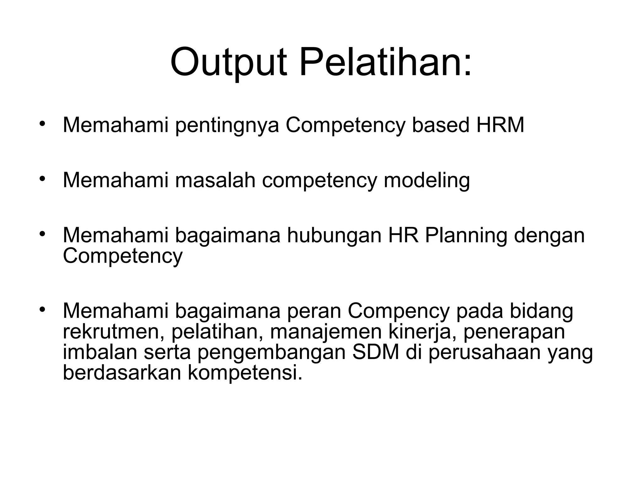 Pelatihan competency based human resource management 2 | PPT