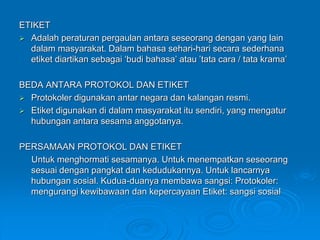 PELATIHAN KEPROTOKOLAN KSP pelatihan pelatihan | PPT
