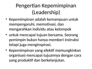 Pelatihan Leadership. Karakteristik Pemimpin yang Efektifpptx | PPT
