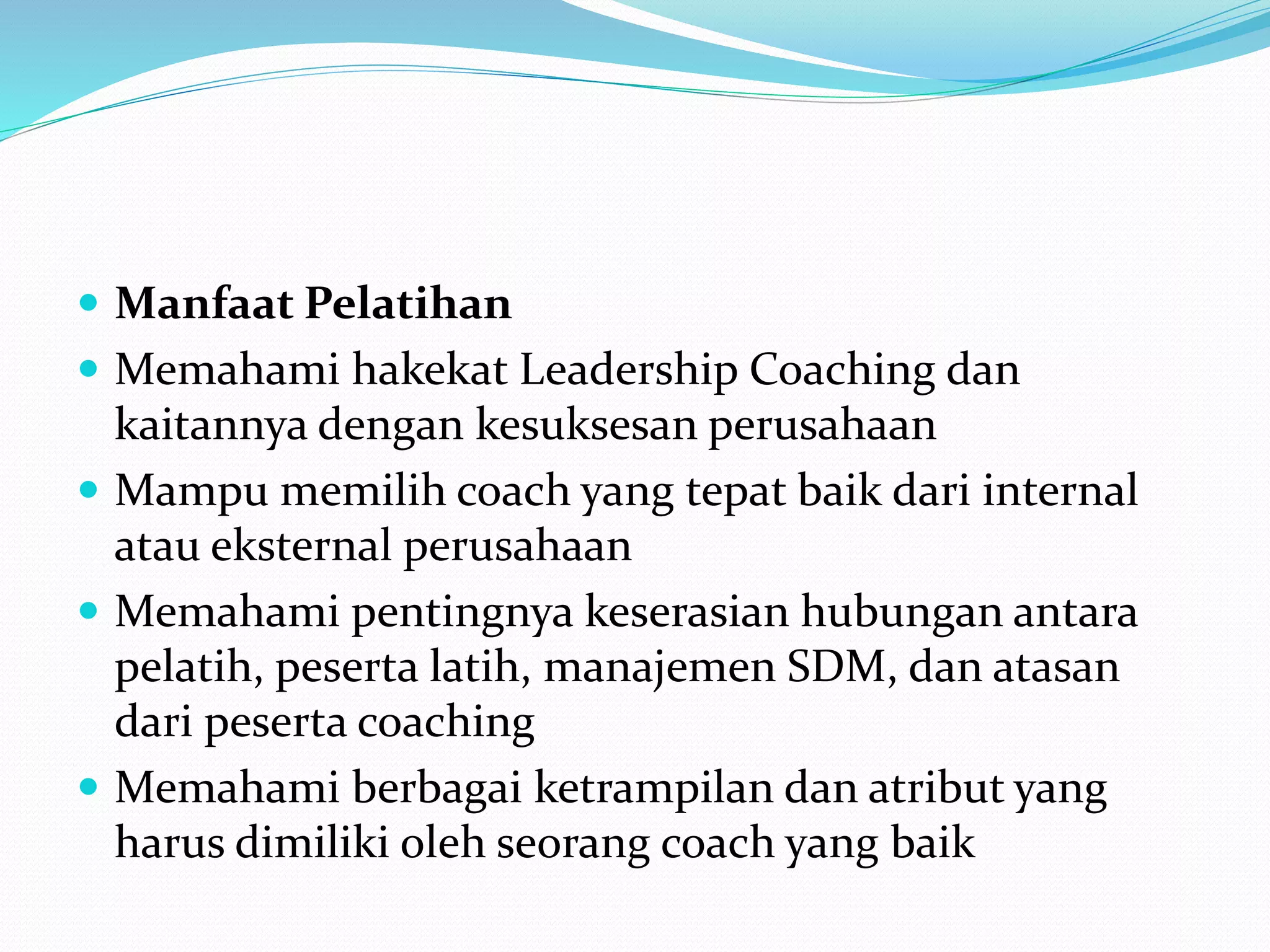 Pelatihan leadership coaching | PPTX