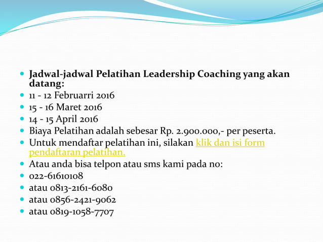 Pelatihan leadership coaching | PPTX