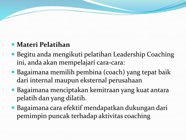 Pelatihan leadership coaching | PPTX