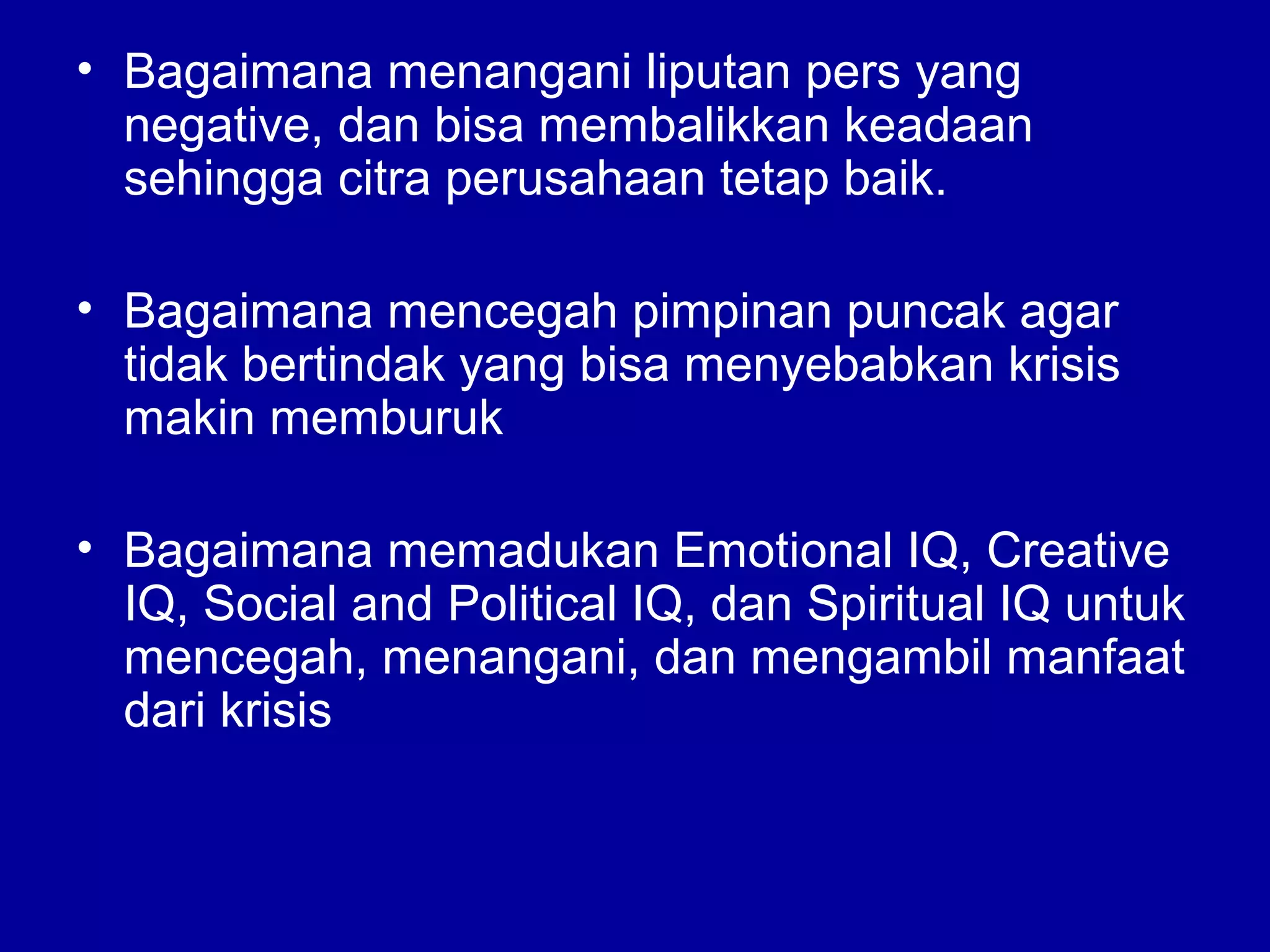 Pelatihan Manajemen Krisis 2 Ppt