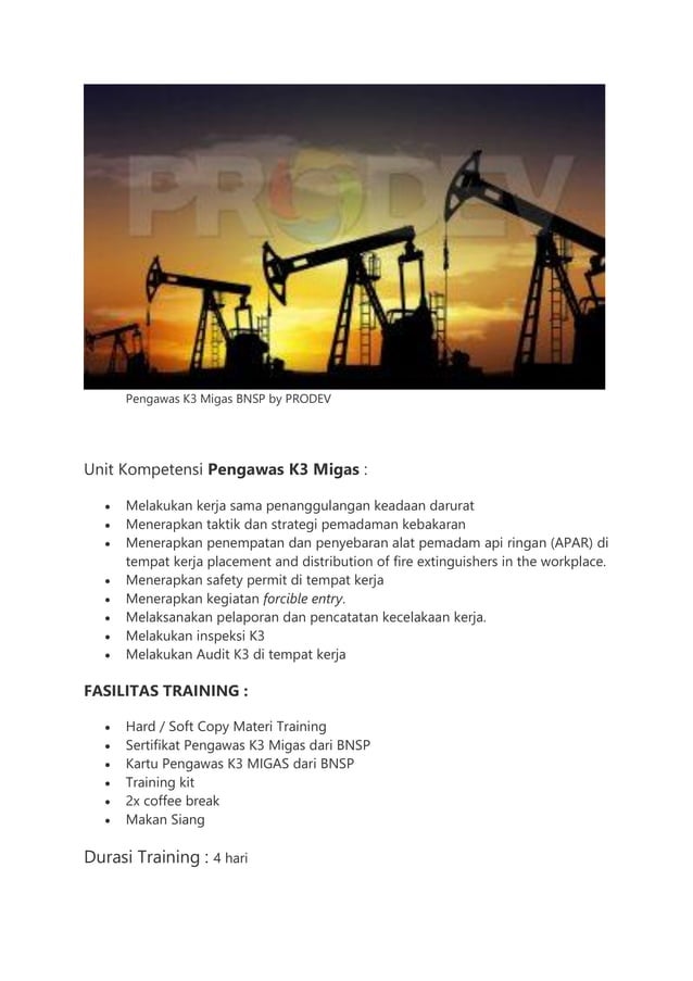 Pelatihan pengawas k3 migas | PDF