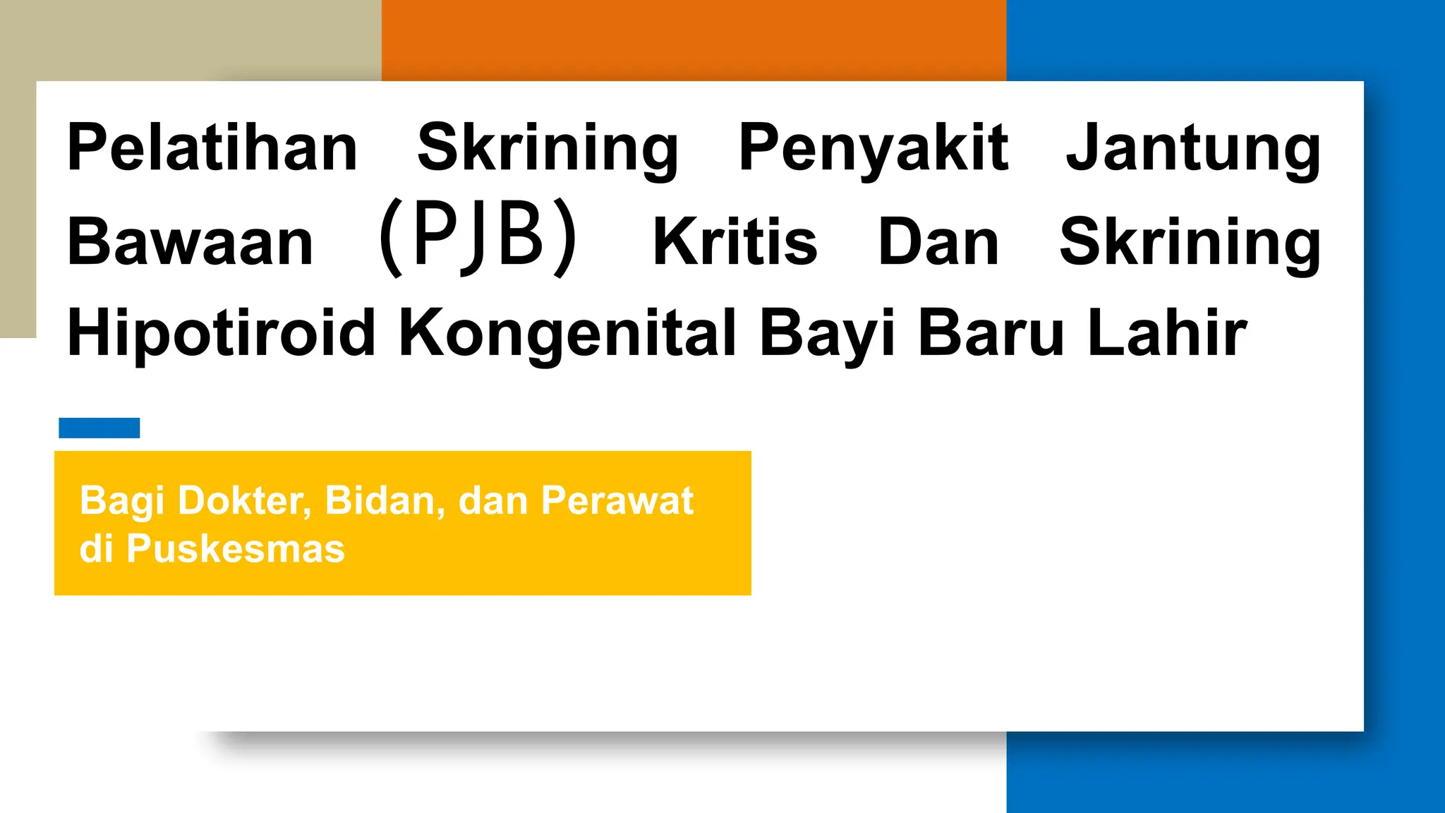 Pelatihan PJB dan SHK untuk ibu nifas dan bayi baru lahir di puskesmas.pptx