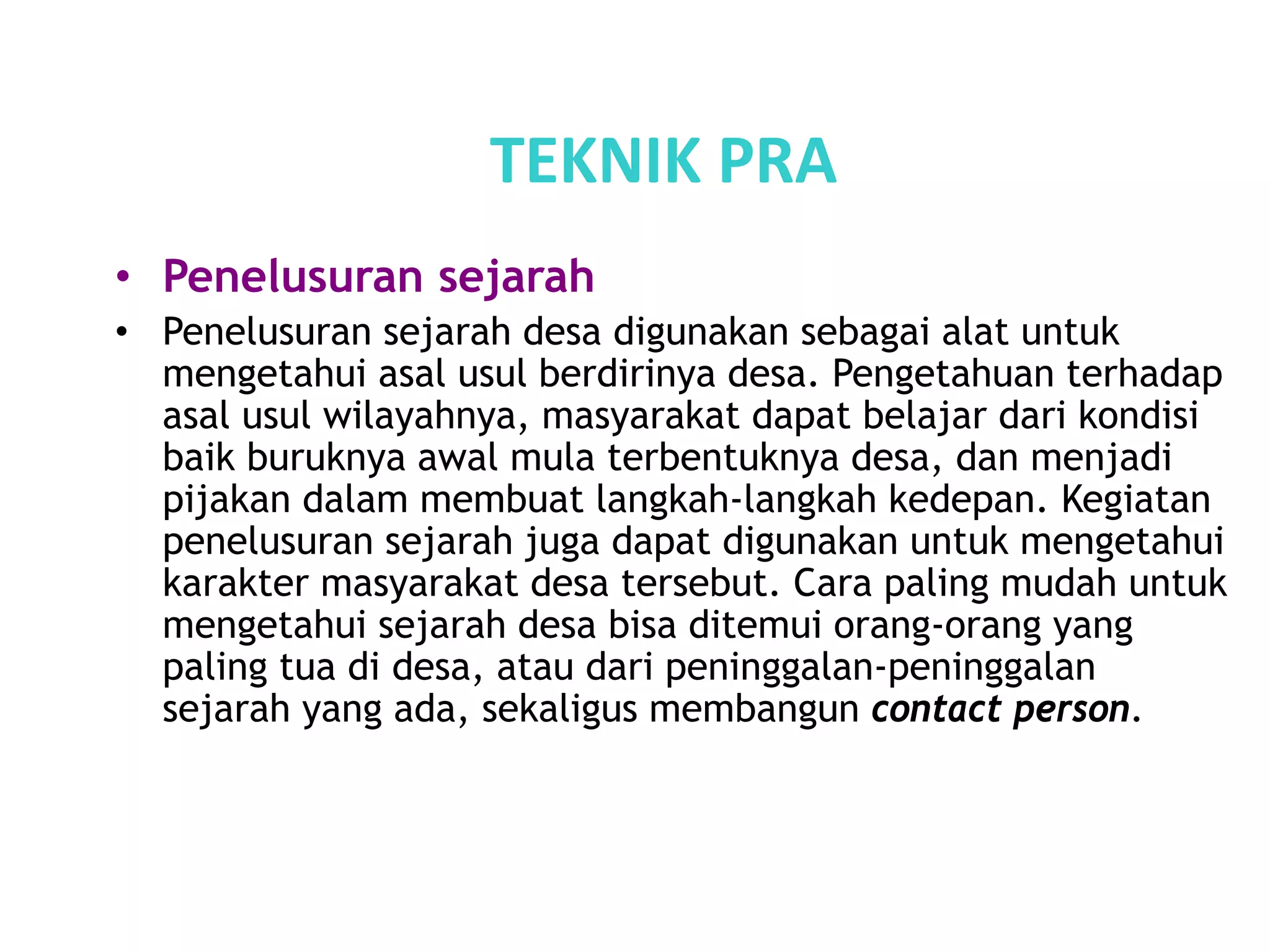 MENGENAL METODE DAN TEHNIK (RRA) & (PRA) SEBAGAI PENDEKATAN ...