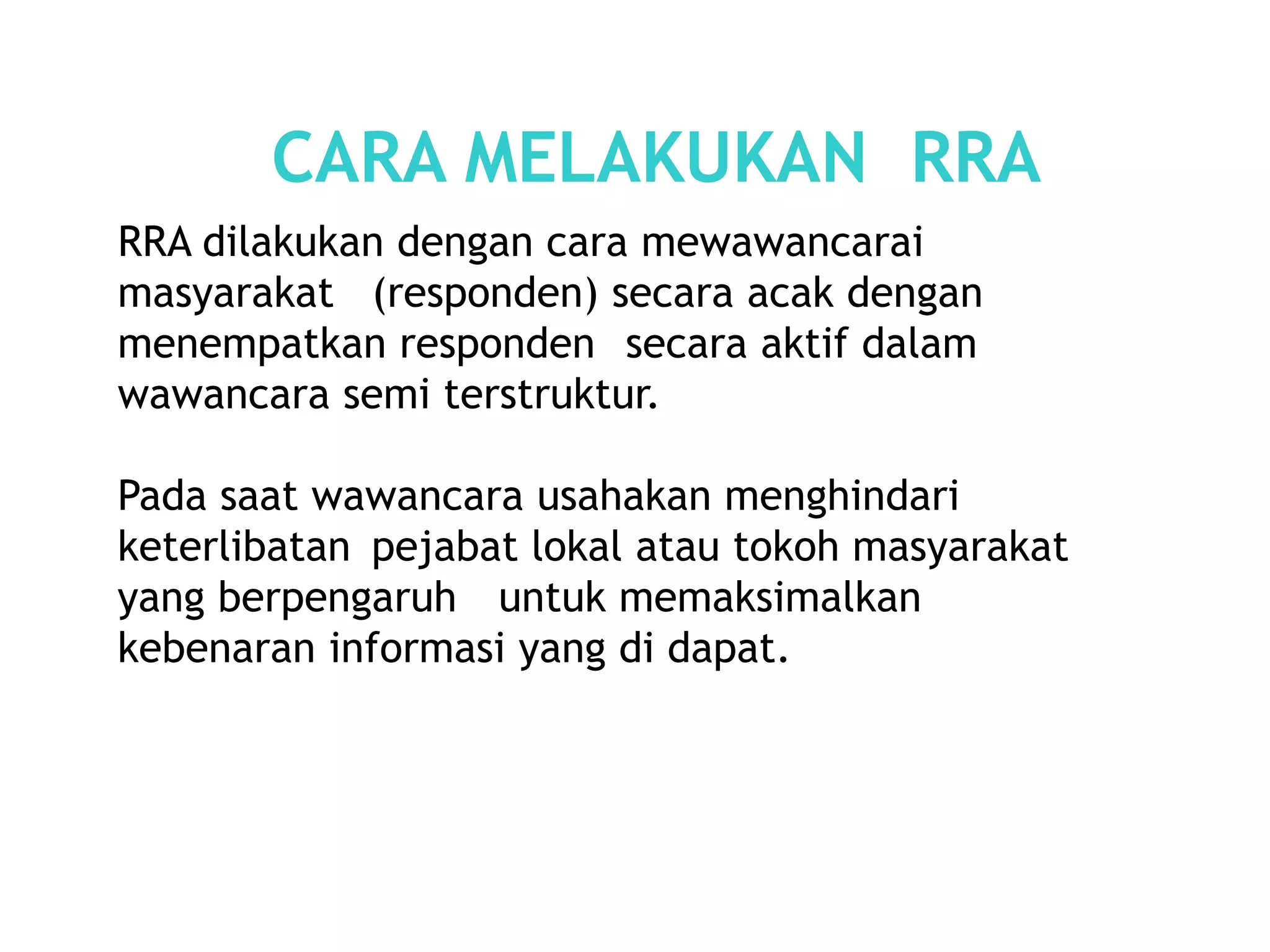 MENGENAL METODE DAN TEHNIK (RRA) & (PRA) SEBAGAI PENDEKATAN ...