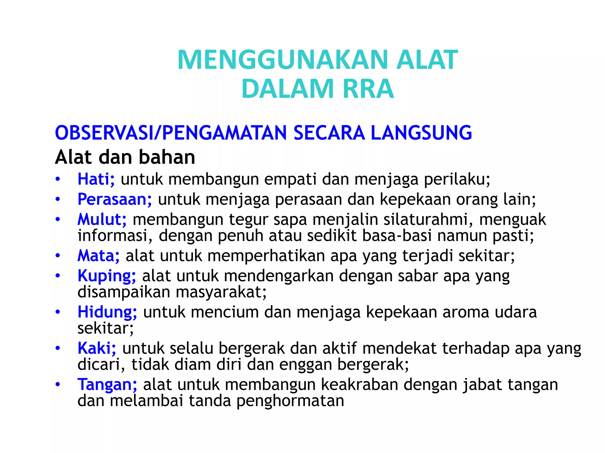 MENGENAL METODE DAN TEHNIK (RRA) & (PRA) SEBAGAI PENDEKATAN ...