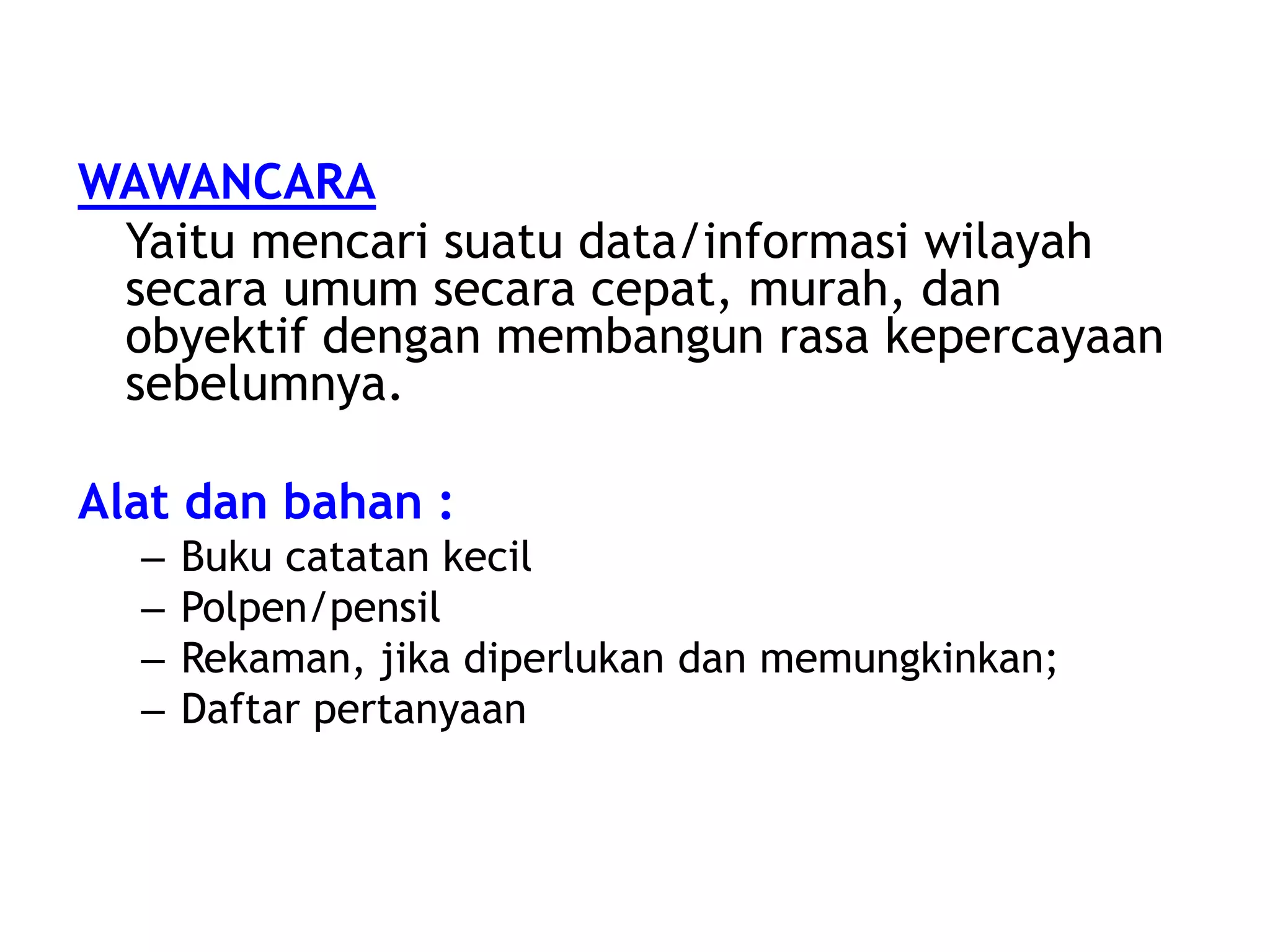 MENGENAL METODE DAN TEHNIK (RRA) & (PRA) SEBAGAI PENDEKATAN ...