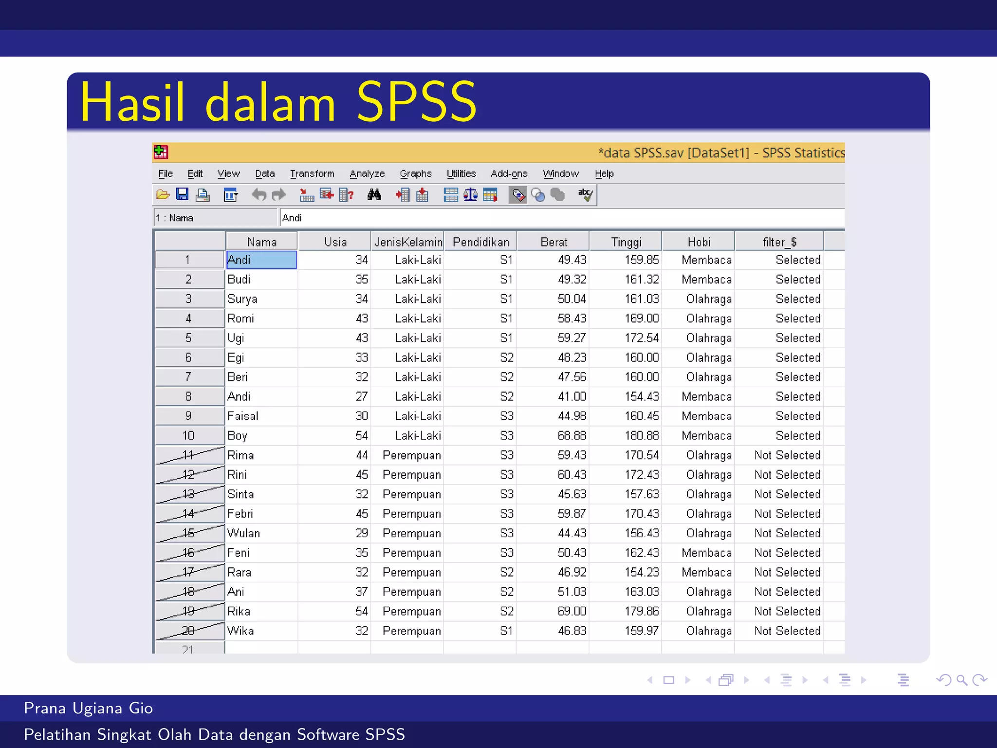 Pelatihan singkat olah data dengan software spss | PDF