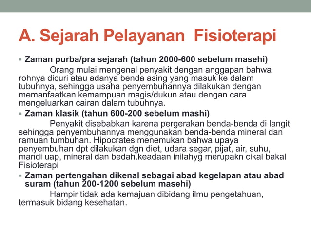 Pelayanan fisioterapi (mapel) kel 4 | PPTX