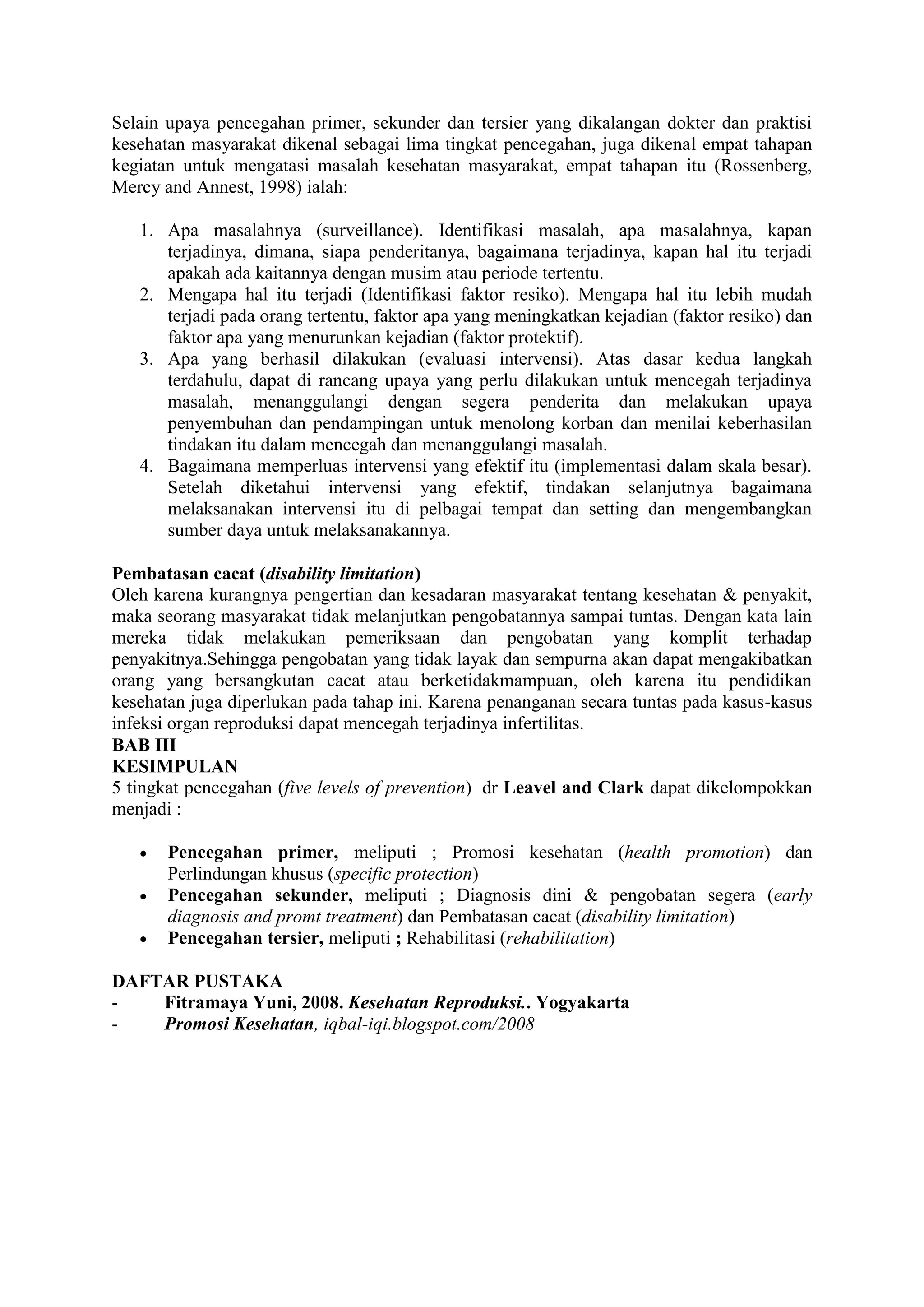 Pelayanan kesehatan promotif,preventif,kuratif dan rehabilitatif | DOCX