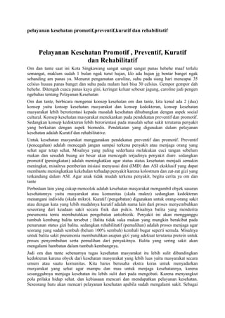 Pelayanan kesehatan promotif,preventif,kuratif dan rehabilitatif | DOCX