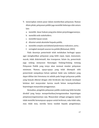 Pelayanan publik di era desentralisasi dan otonomi daerah dinamika dan problematika | PDF