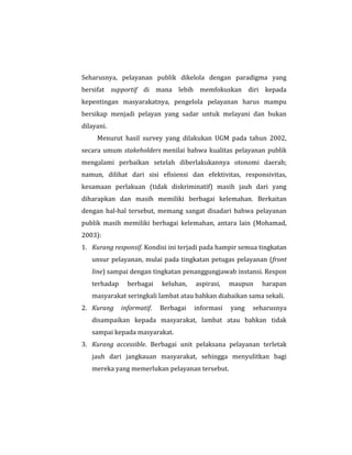 Pelayanan publik di era desentralisasi dan otonomi daerah dinamika dan problematika | PDF