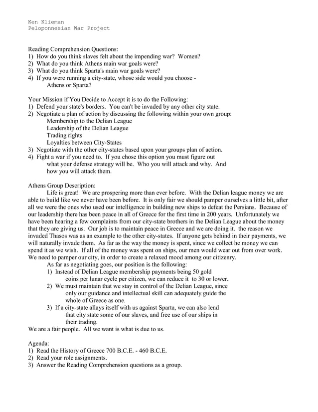 Peloponnesian war project | DOC