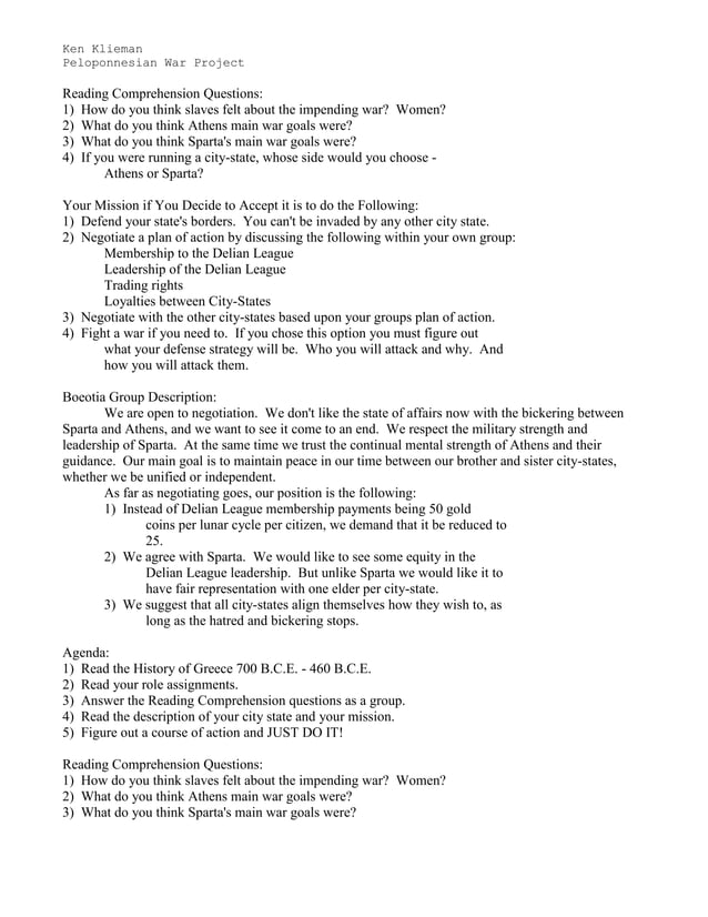 Peloponnesian war project | DOC