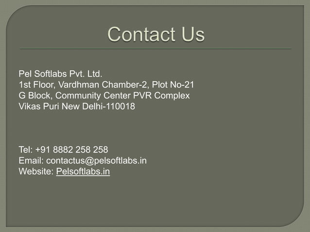 Pel Softlabs Pvt Ltd | PPTX