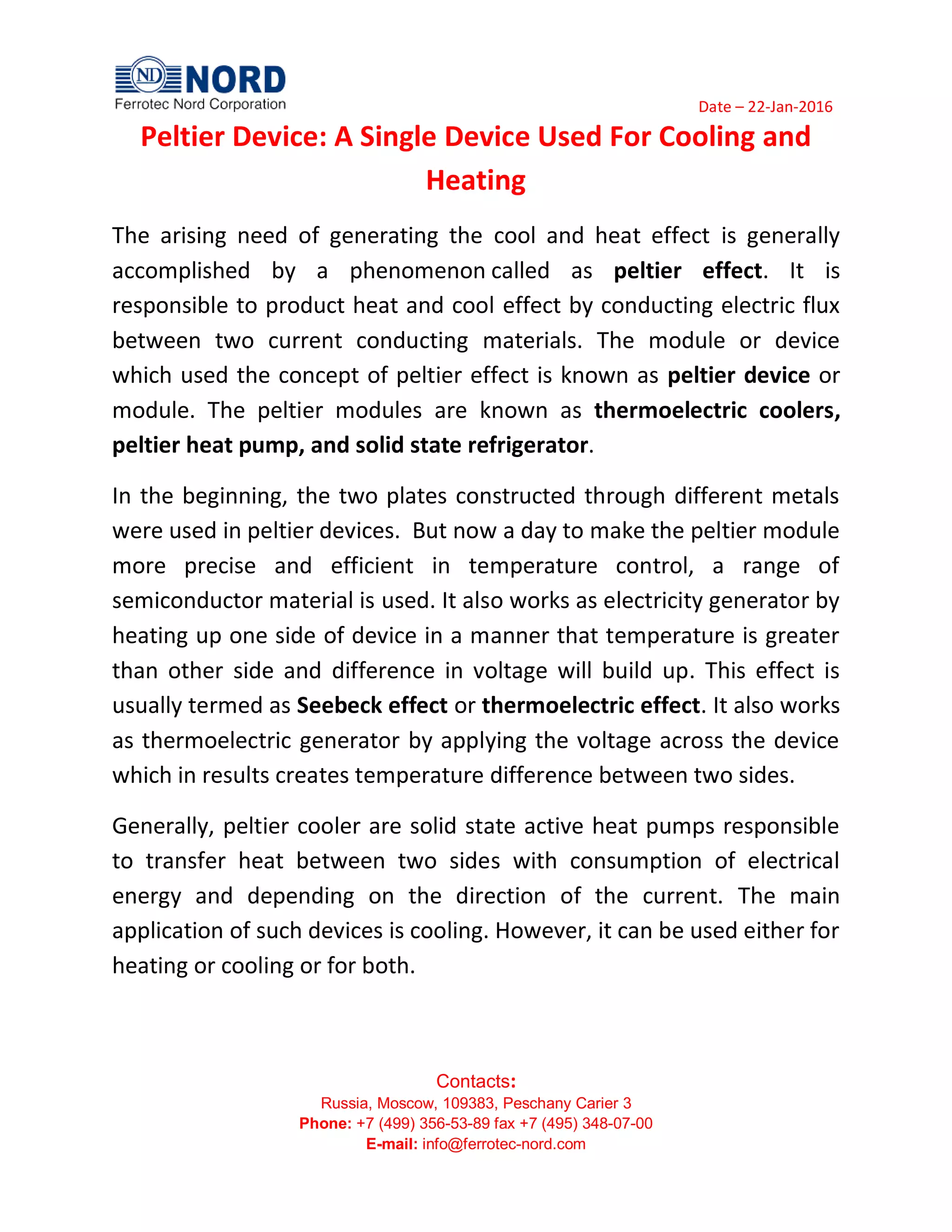 Peltier Device | PDF