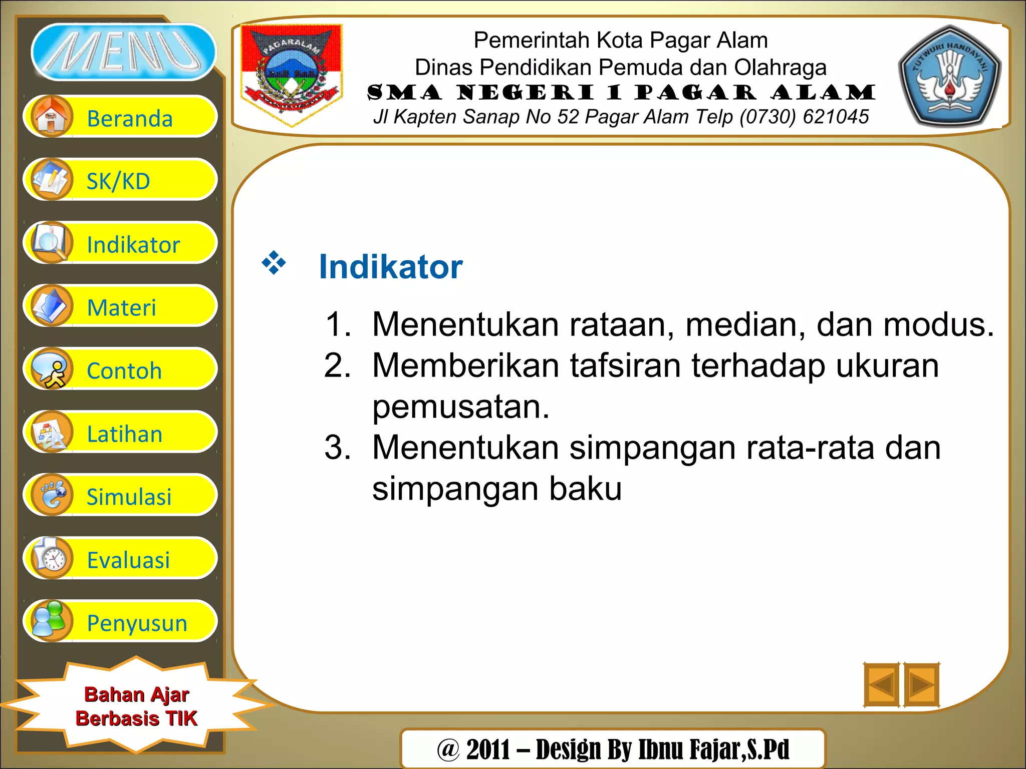 Statistika : Ukuran Pemusatan Data | PPT