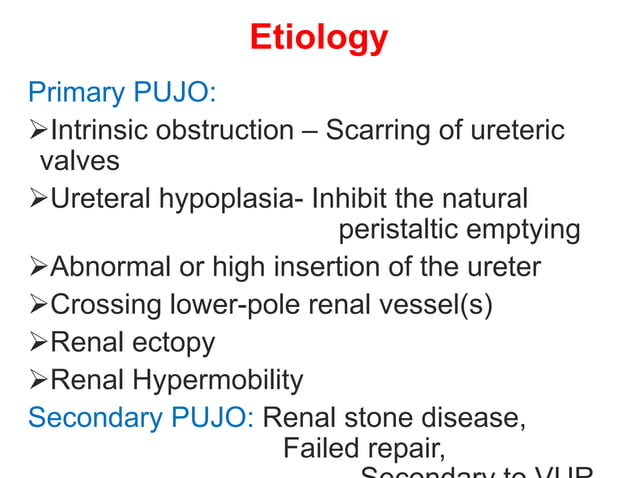 Pelvi-ureteric junction obstruction | PPTX | Digestive Disorders ...
