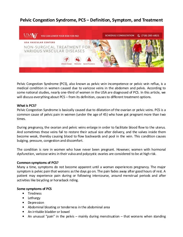 Pelvic Congestion Syndrome Pcs Definition Symptom And Treatment