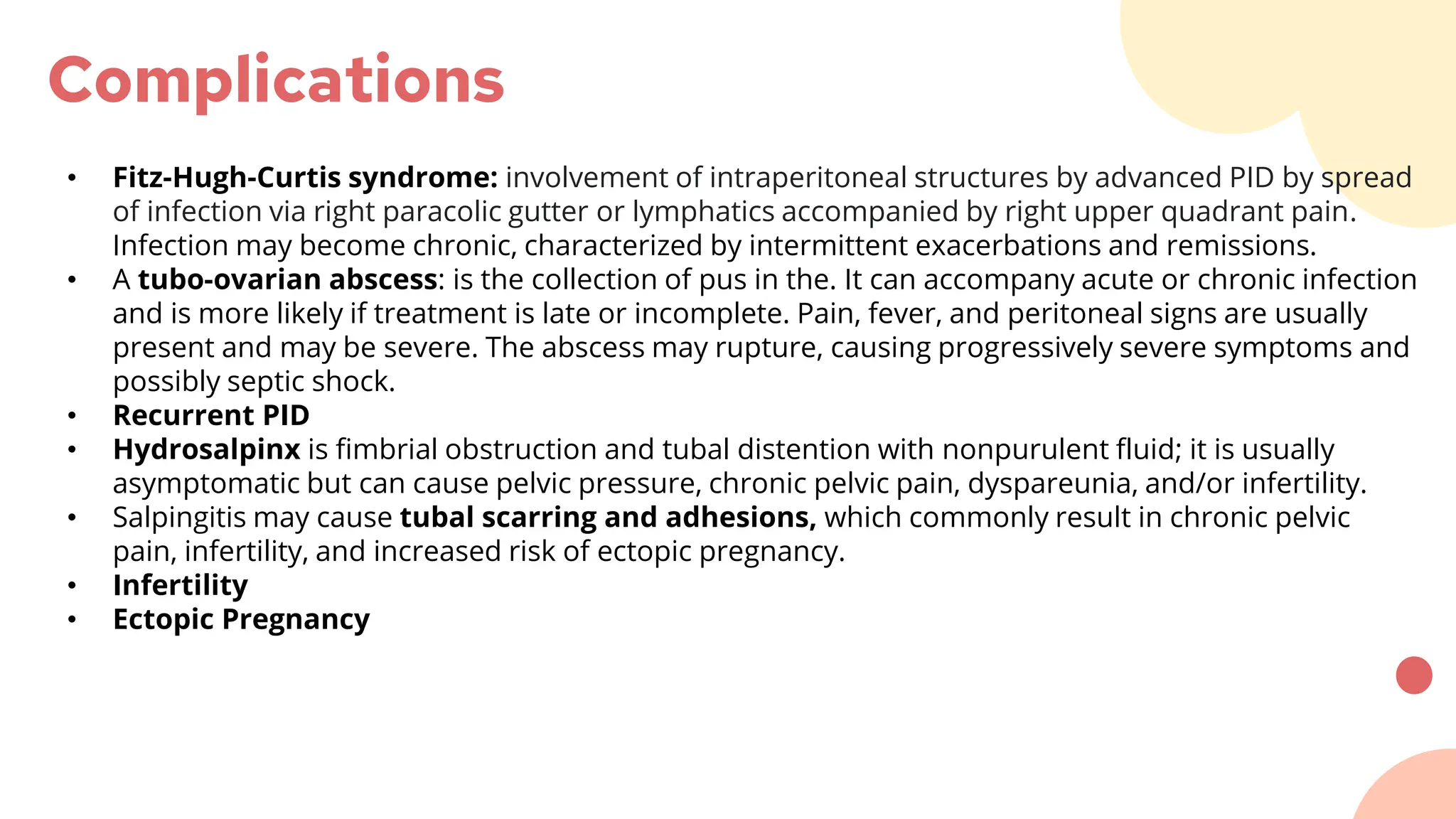 Pelvic Inflammatory Disease- acute and subclinical infection of the ...