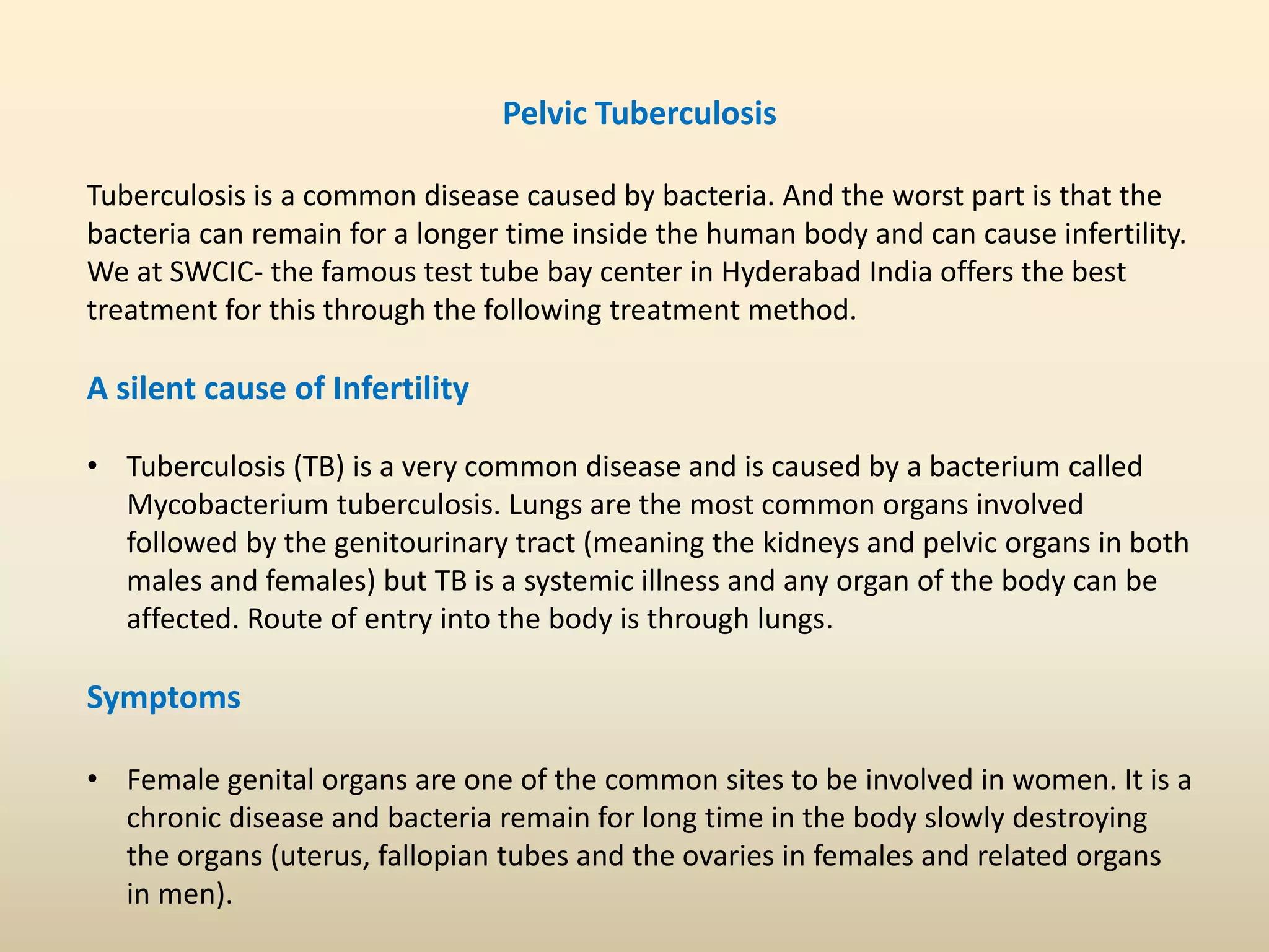 Pelvic Tuberculosis Treatment | PPTX