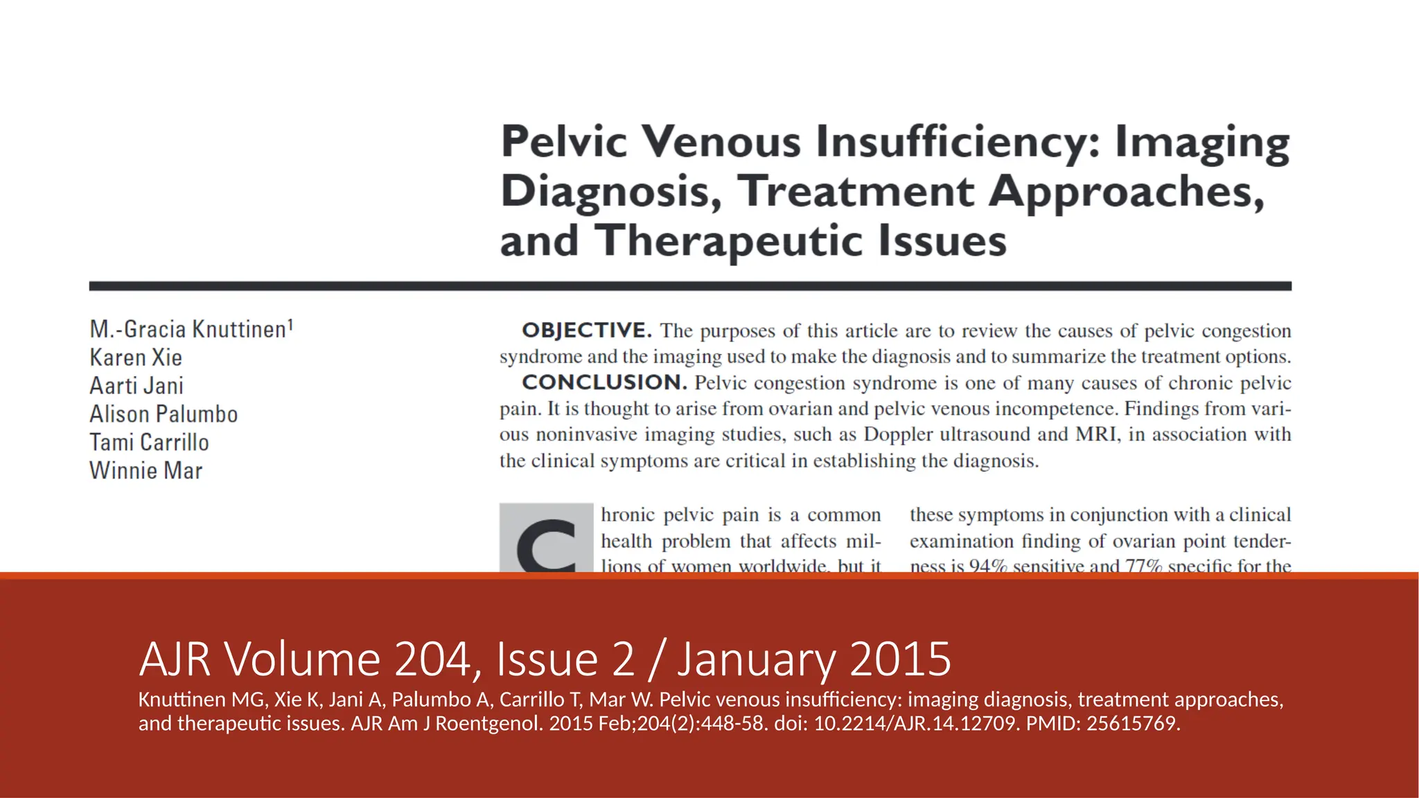 Pelvic venous congestion syndrome (PVCS) | PPTX