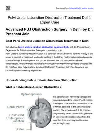 Pelvi Ureteric Junction Obstruction Treatment Delhi: Expert Care | PDF