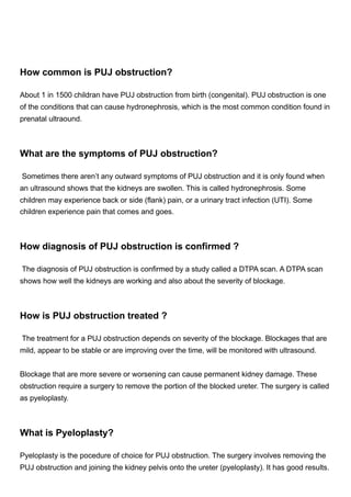 Pelvi Ureteric Junction Obstruction Treatment Delhi: Expert Care | PDF
