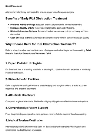 Pelvi Ureteric Junction Obstruction Treatment Delhi: Expert Care | PDF