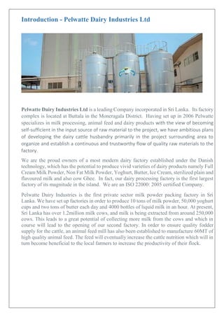 Pelwatte dairy industries ltd | PDF