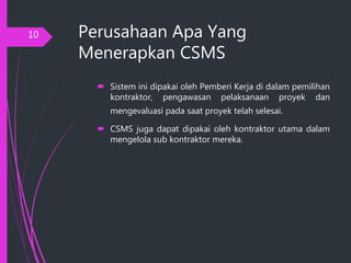 Pemahaman CSMS - Contractor Safety Mgt System | PPTX