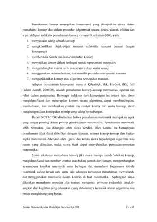 Pemahaman konsep matematik dalam pembelajaran matematika | PDF