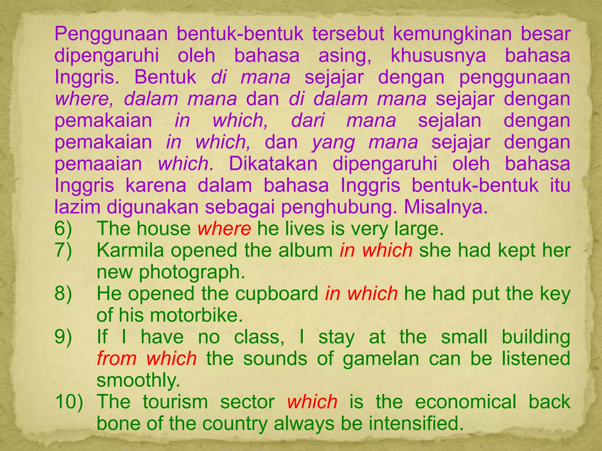 Pemakaian di mana, dalam mana, dst | PPTX