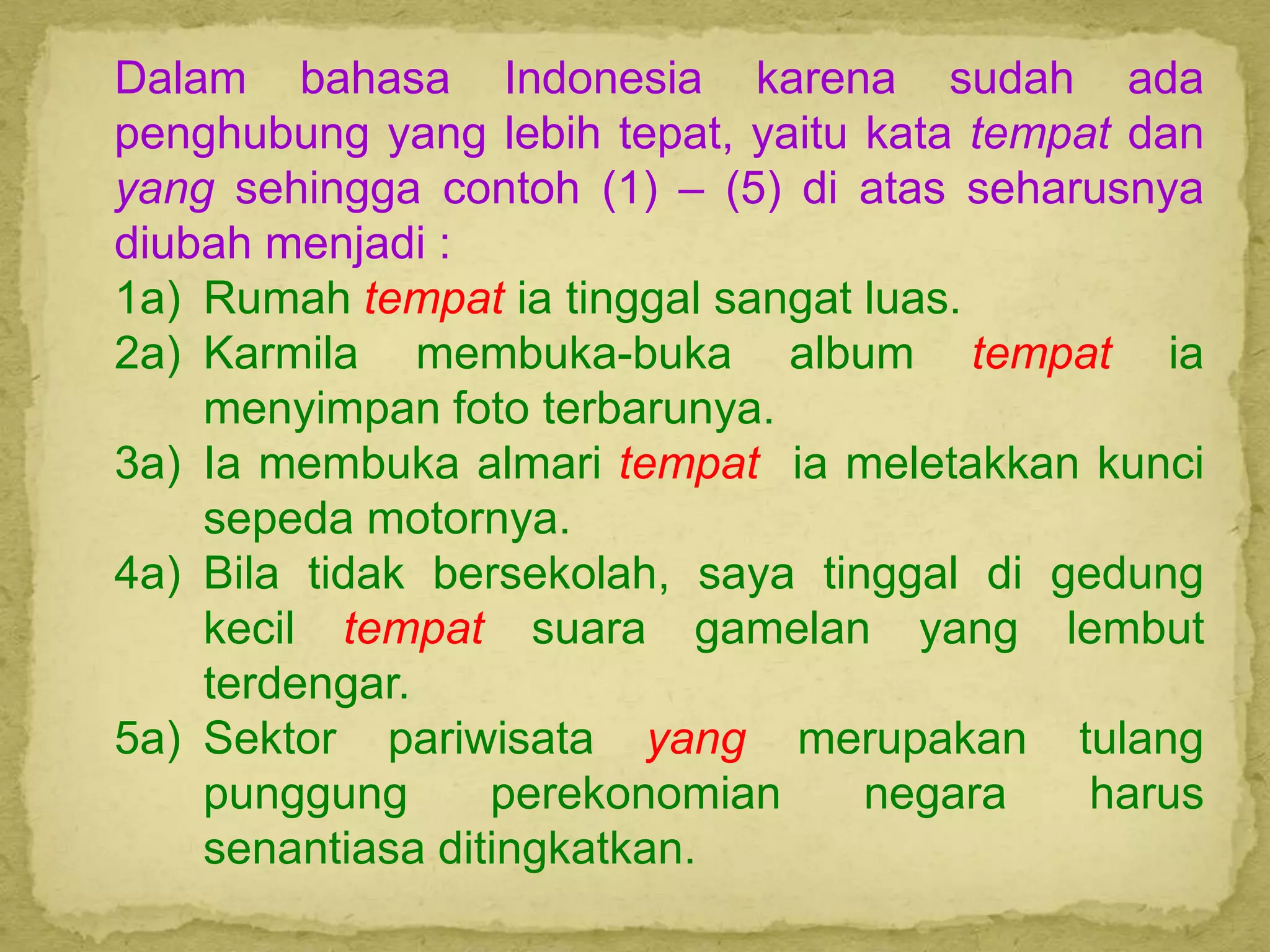 Pemakaian di mana, dalam mana, dst | PPTX