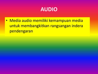 Pemanfaatan audio, visual, audio visual dalam | PPT
