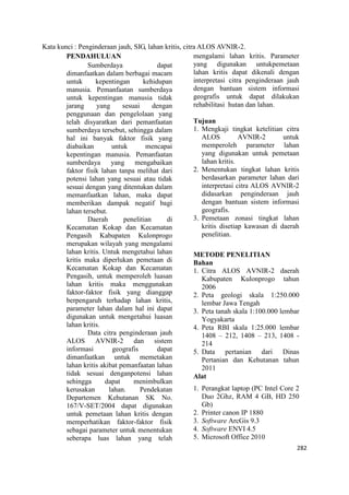 Pemanfaatan citra penginderaan jauh dan sistem informasi geografis untuk pemetaan lahan kritis | PDF