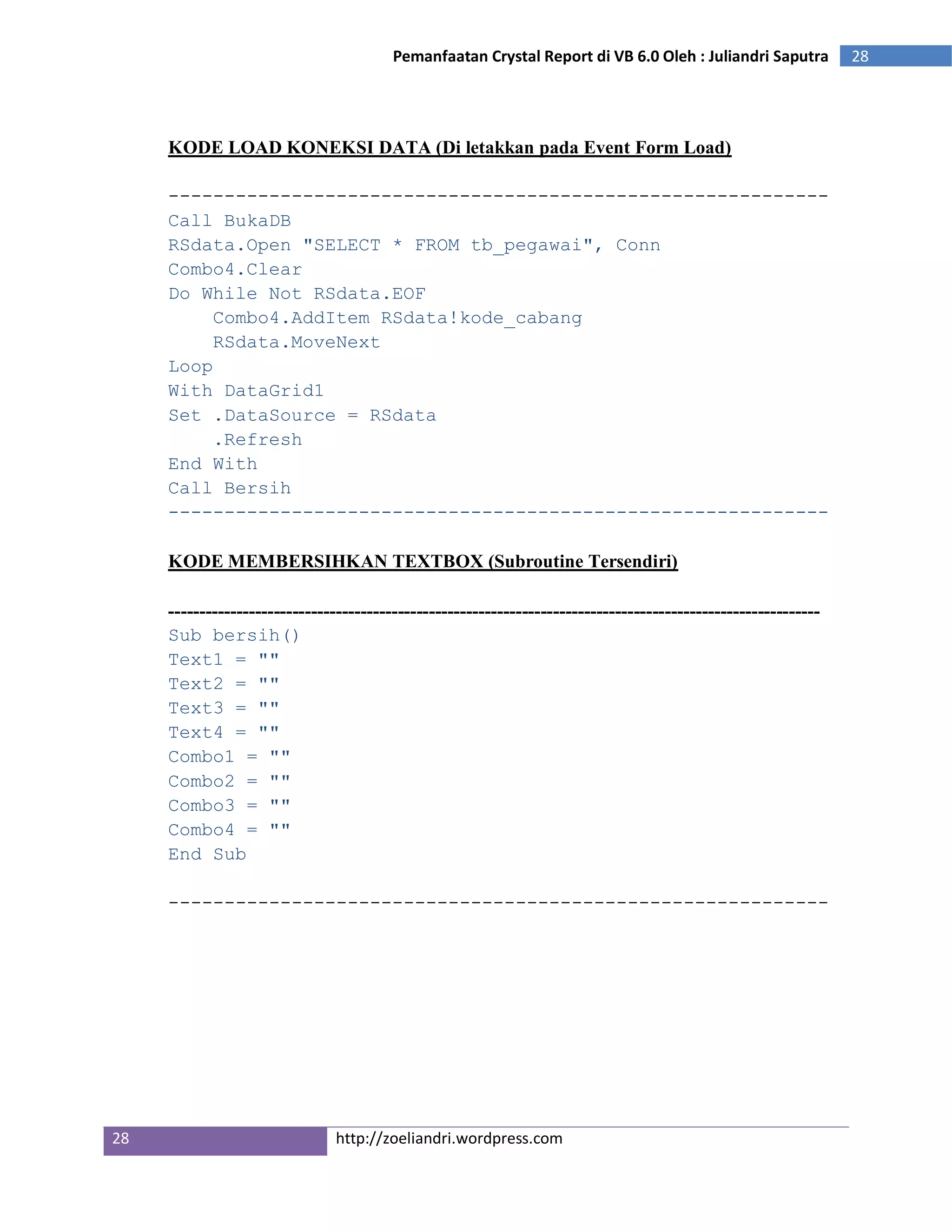 Pemanfaatan crystal report 8,5 pada VB6 | PDF