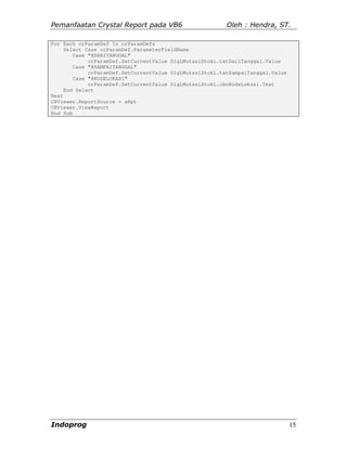 Pemanfaatan crystal report pada vb6 | PDF