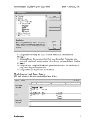 Pemanfaatan crystal report pada vb6 | PDF