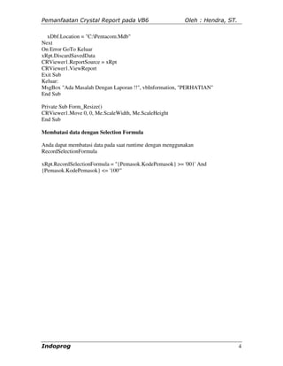 Pemanfaatan crystal report pada vb6 | PDF