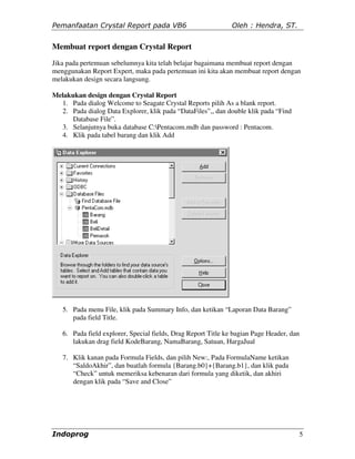 Pemanfaatan crystal report pada vb6 | PDF