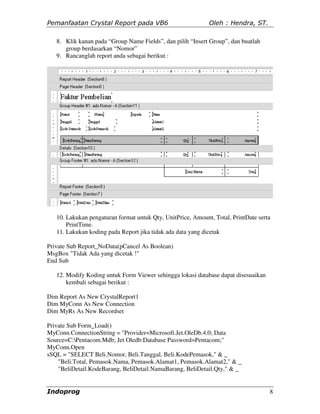 Pemanfaatan crystal report pada vb6 | PDF