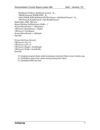 Pemanfaatan crystal report pada vb6 | PDF